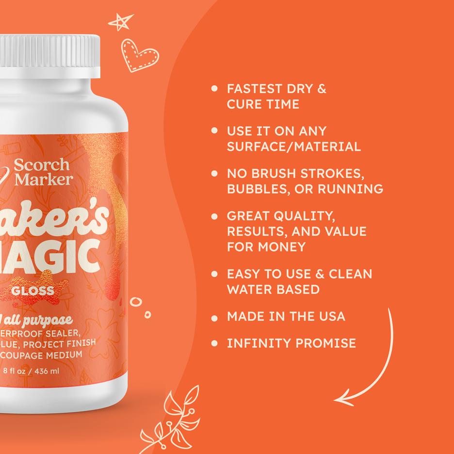 Maker's Magic Gloss - #1 Craft Glue, Waterproof Sealer, Decoupage ...