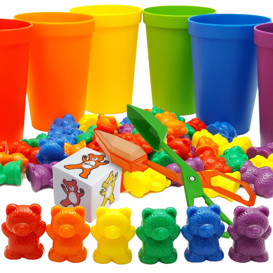 Rainbow Counting Bears, Matching Cups, Sorting Bears Activities – Skoolzy