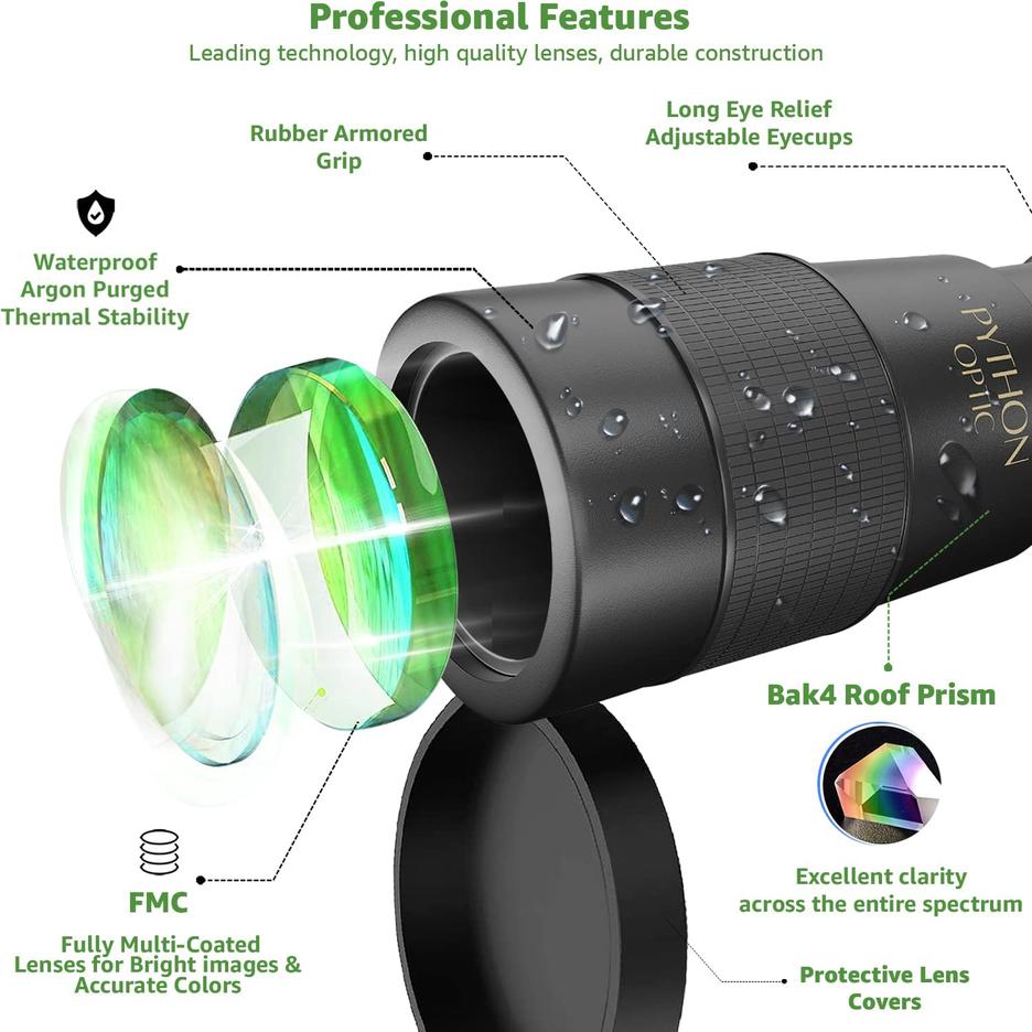 Python Optic HD (Clear Vision) Monocular Telescope 12x45 with Phone ...