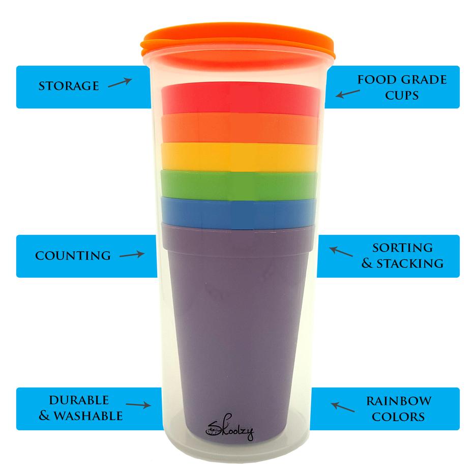 6 Rainbow Color Matching Cups for Toddlers & Color Sorting Toys for ...