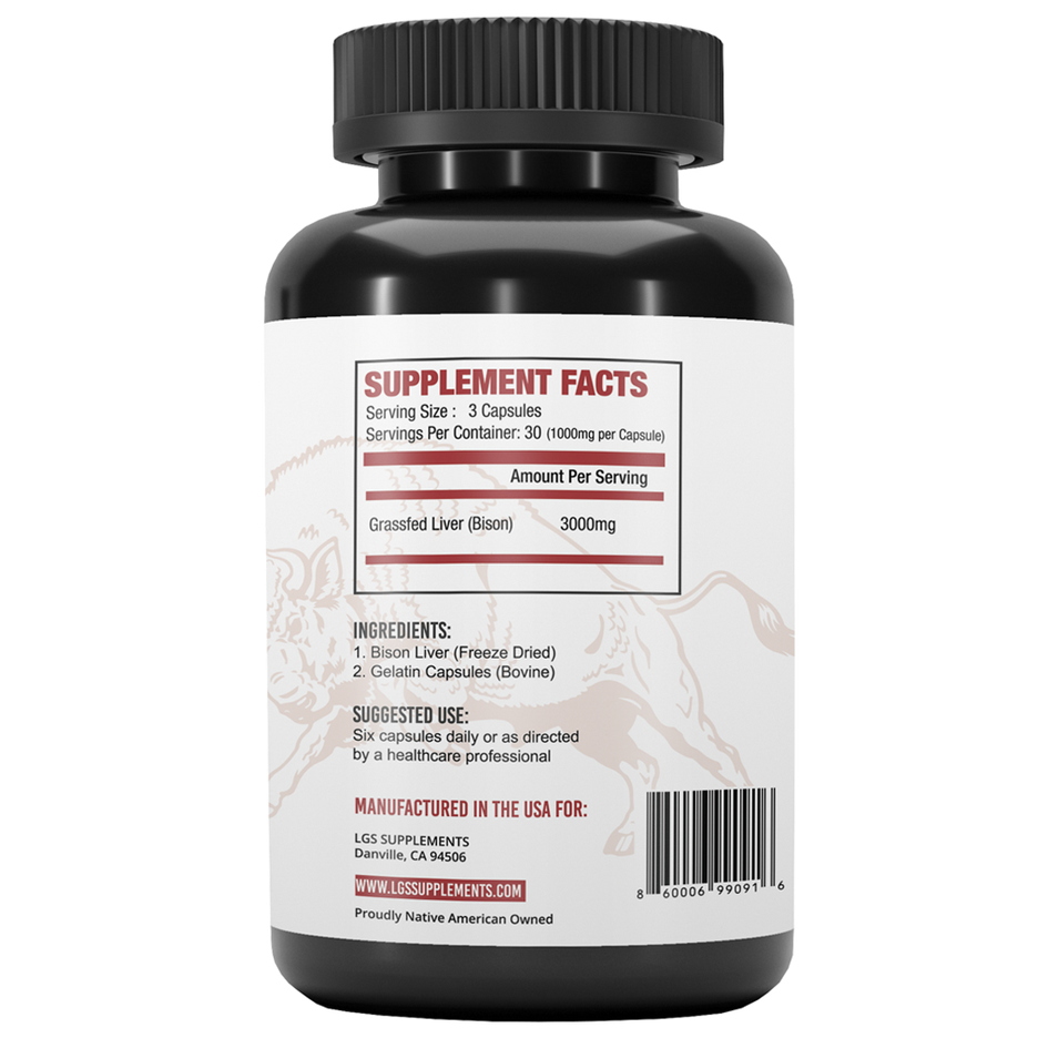 LGS Supplements Bison Liver Capsules 1000mg
