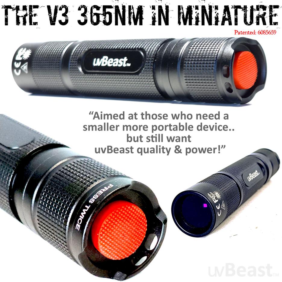 uvBeast Black Light UV Flashlight V3 365nm MINI - FILTERED Ultraviolet