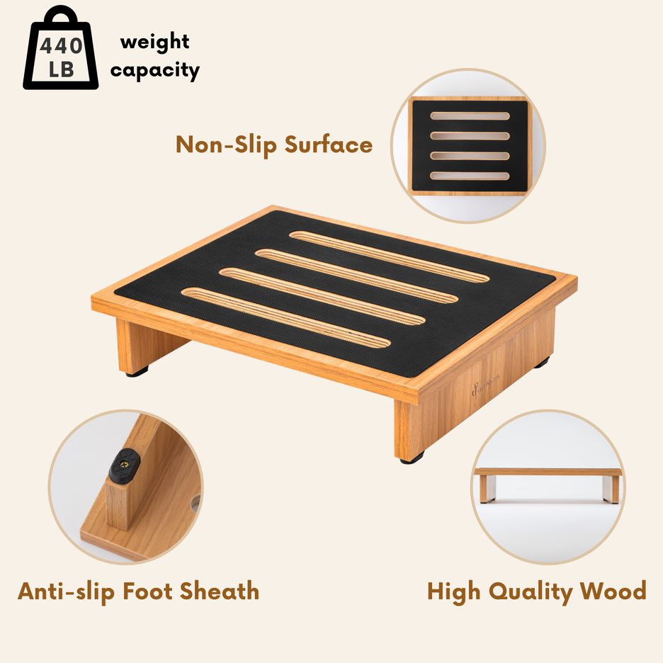 StrongTek Adult One Step Stool, Portable, Non-Slip Single Wooden Riser