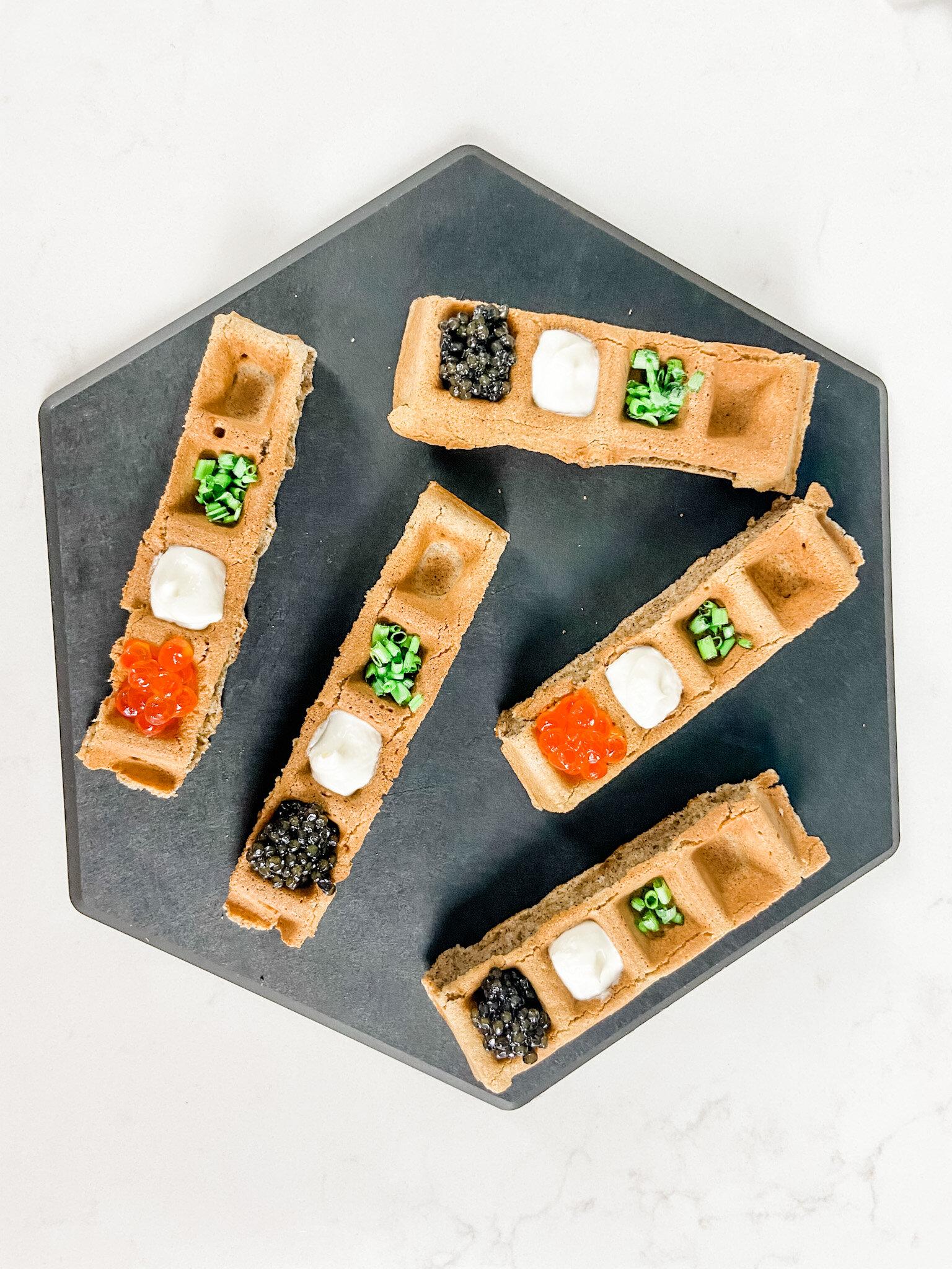 Waffle Sticks with Caviar – Tsar Nicoulai Caviar