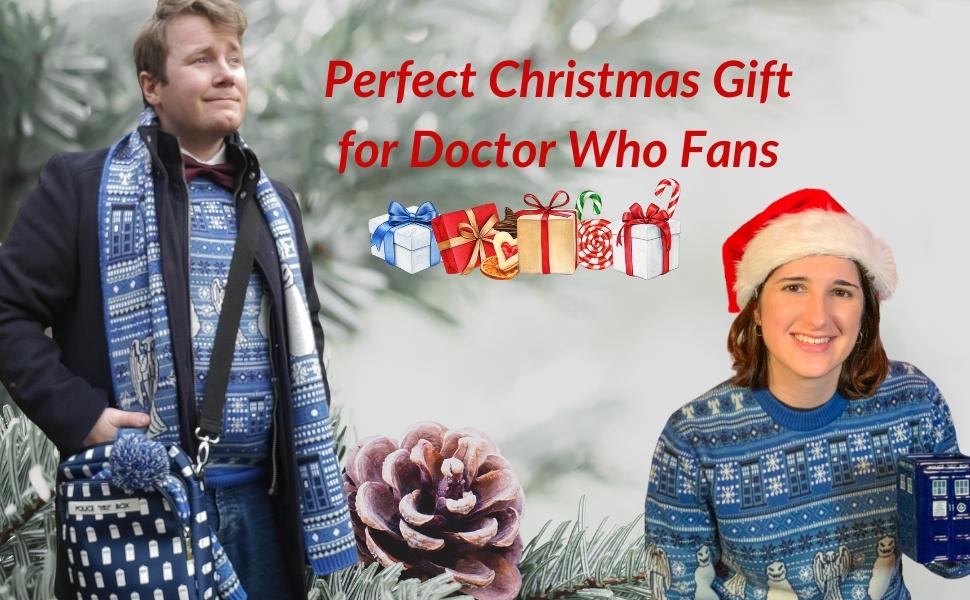 Doctor Who Christmas Jumper - TARDIS, Weeping Angels & Snowmen Sweater ...