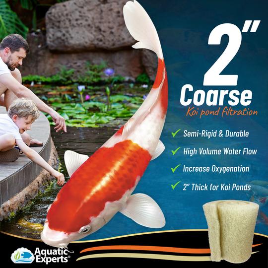 Cream COARSE Koi Pond Filter Pad - 2" Thick Bulk Roll Filter Media for ...