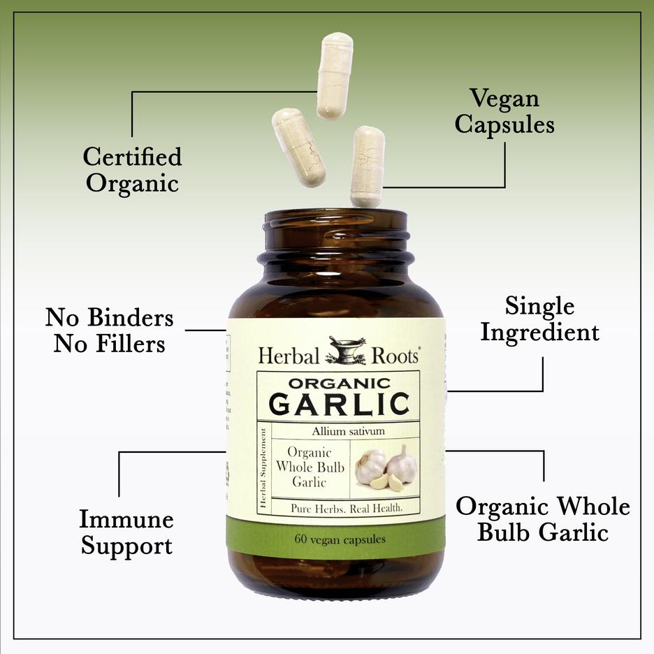 Organic Garlic Supplement - 60 VegCaps - 600 mg – Herbal Roots