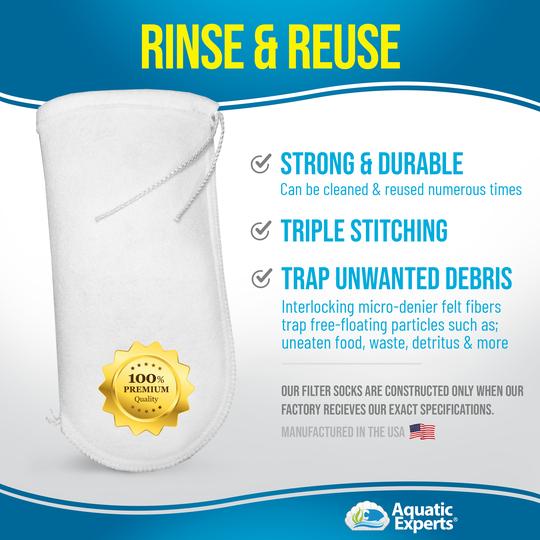 Aquatic Experts Drawstring Filter Sock 200 Micron for Saltwater & Reef