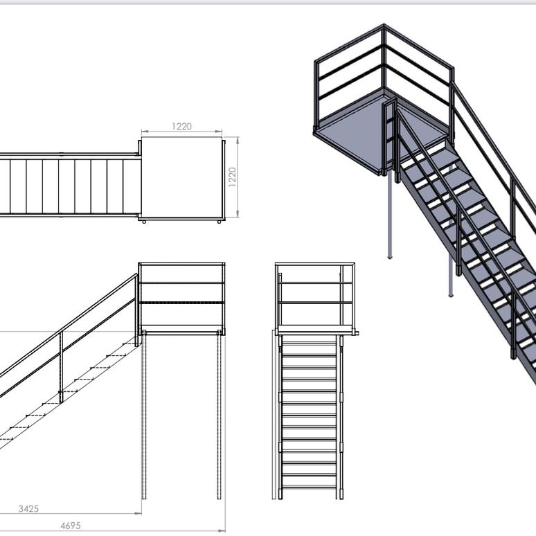 Staircase with Landing for Containers Stacking and Anti Vandal Cabins
