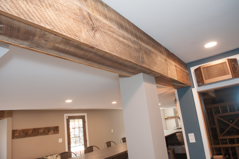Barnwood Beams and Tin Bar in a Golf Course Home