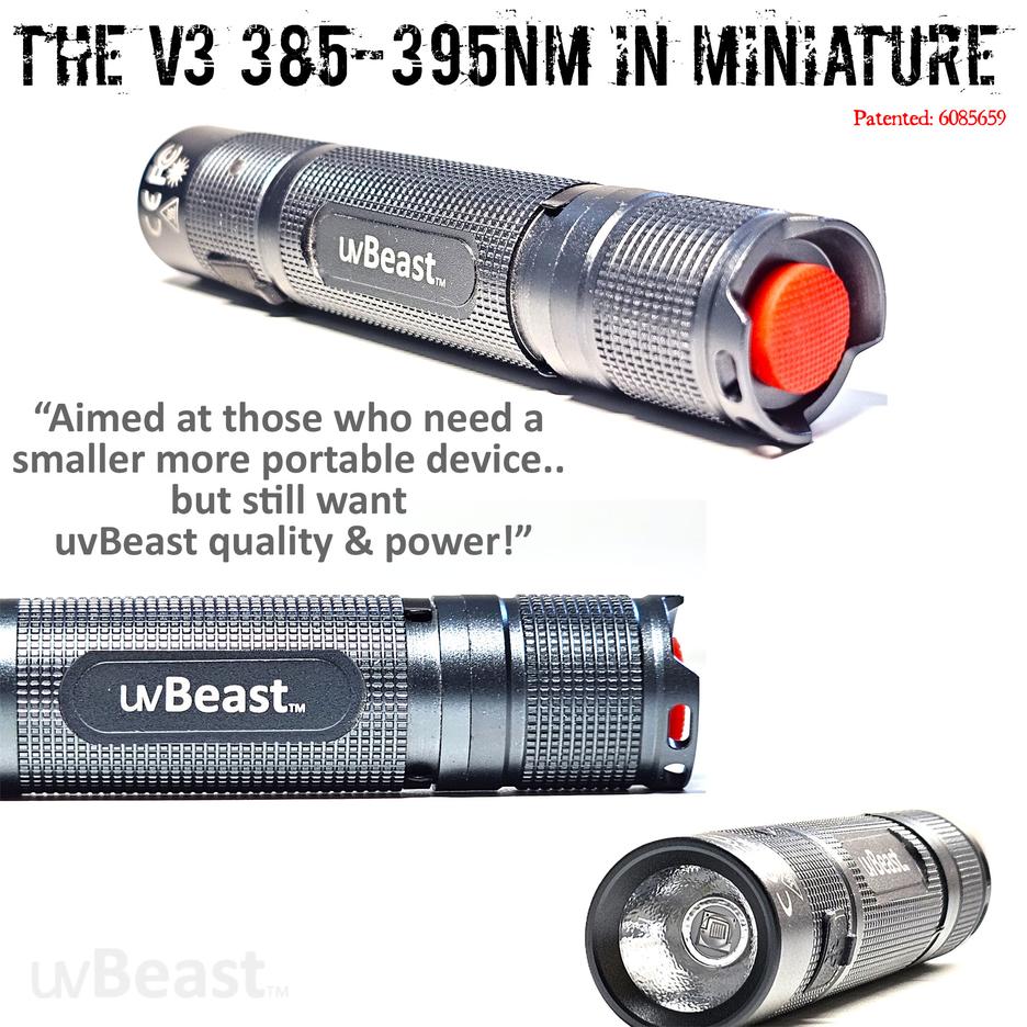 uvBeast New V3 MINI 385-395nm - Black Light UV Flashlight – Rechargeab