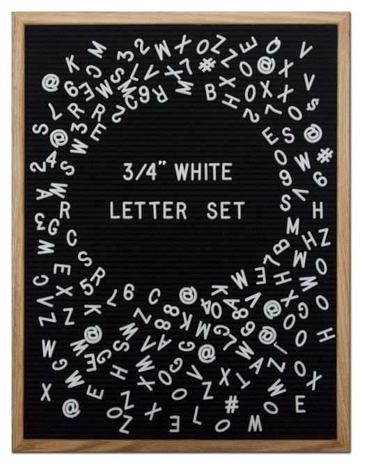 3/4 Inch Extra Letter Set - White - Felt Letter Boards