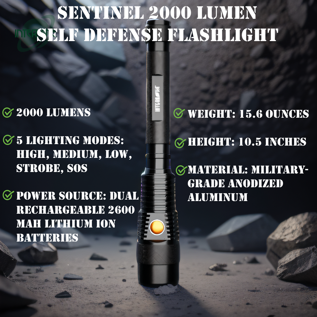 Sentinel 2000 Lumen Tactical Flashlight