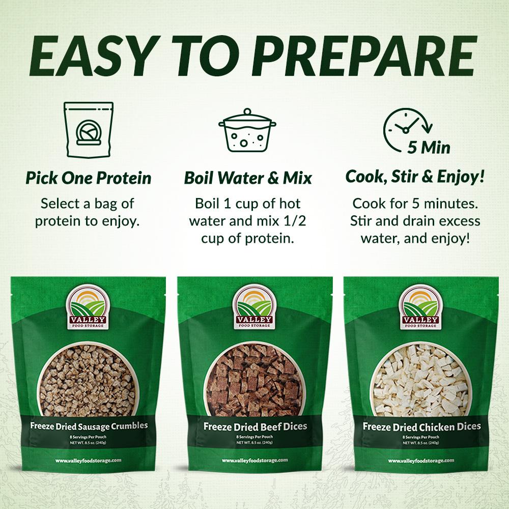 Freeze-Dried Meat 6 Pack | USDA-Certified - Default Title - Valley Food ...