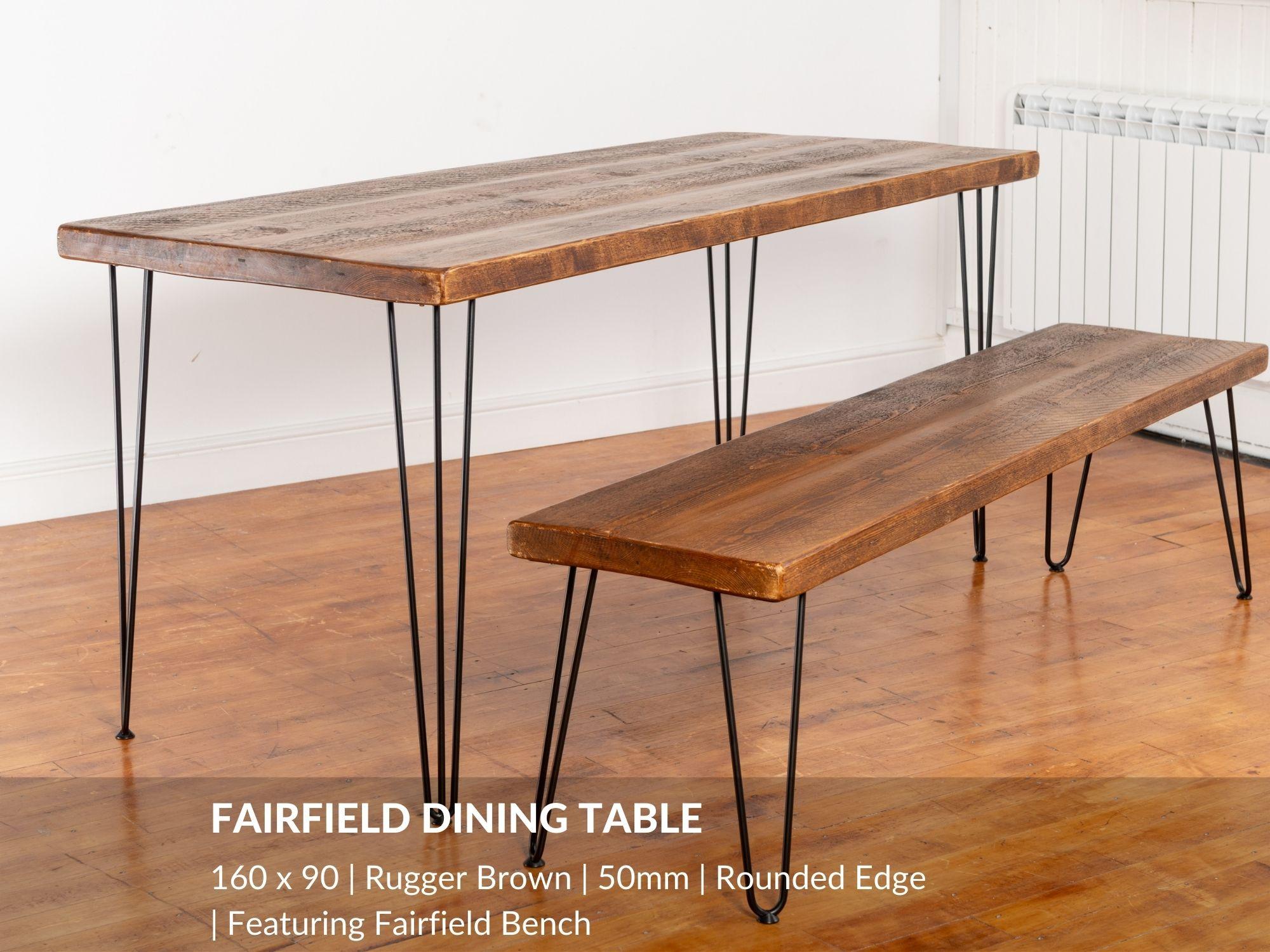 Fairfield Industrial Dining Table - Hairpin Legs - Acumen Collection