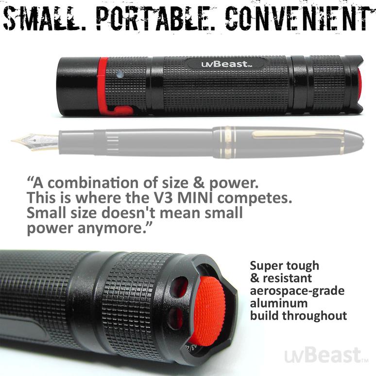 uvBeast Black Light UV Flashlight V3 365nm MINI - FILTERED Ultraviolet