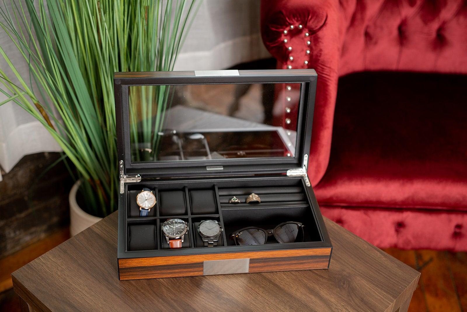 Ebony Sunglass Watch Box | Custom Image