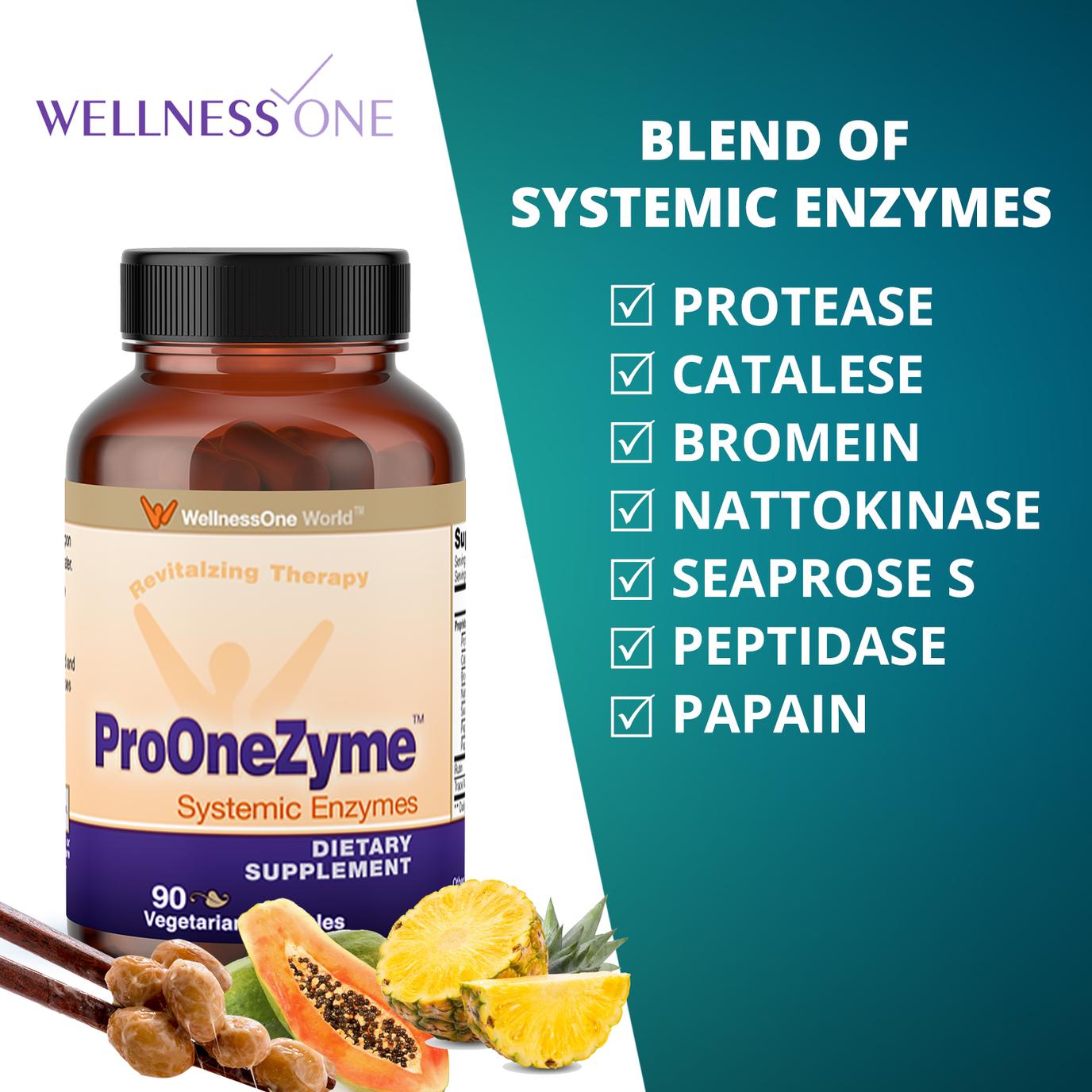 ProOneZyme Proteolytic Systemic Enzymes with Nattokinase and Seaprose