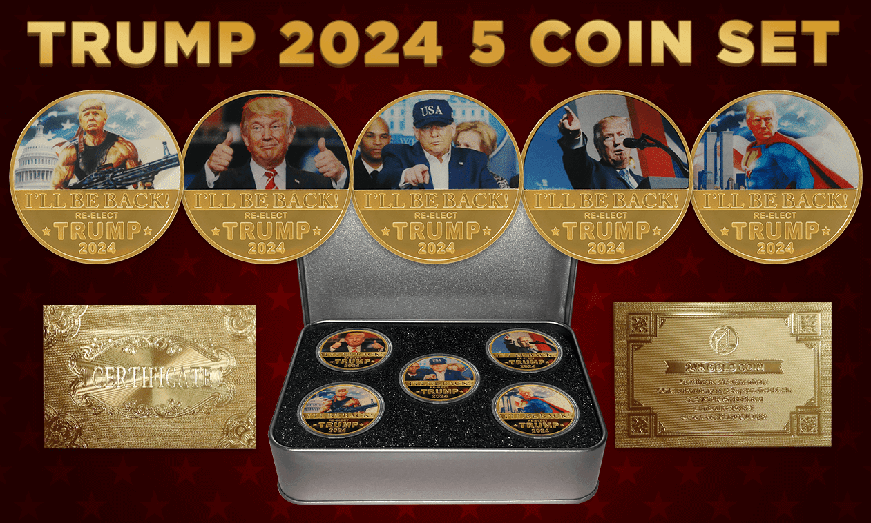 Trump 2024 - Collectible Gold 5 Coin Set