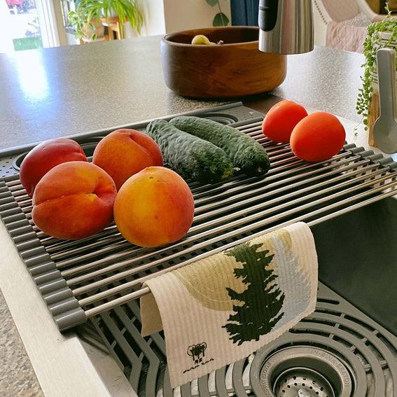 Roll up Silicone & Stainless Steel Dish Drying Rack — EarthShopp