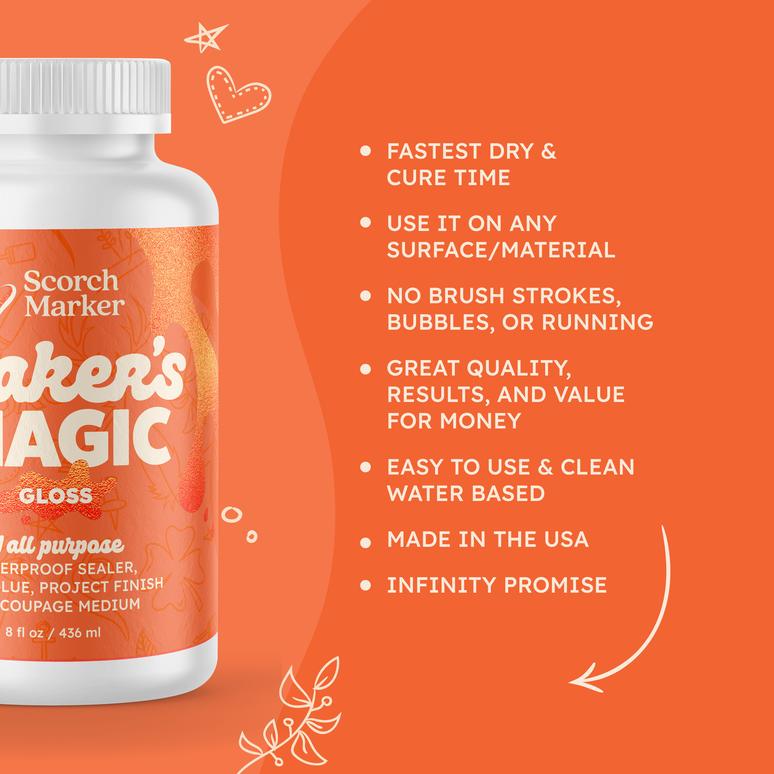 Maker's Magic Gloss - #1 Craft Glue, Waterproof Sealer, Decoupage ...