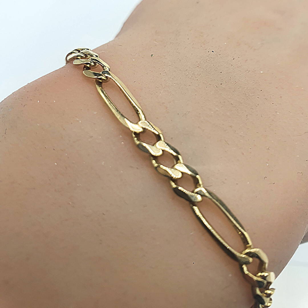 9ct Yellow Gold Figaro Bracelet