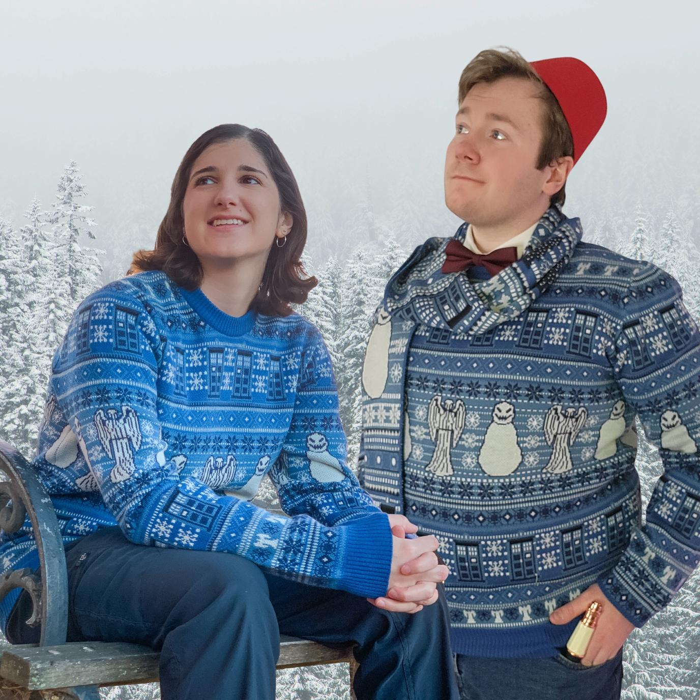 Doctor Who Christmas Jumper - TARDIS, Weeping Angels & Snowmen Sweater ...