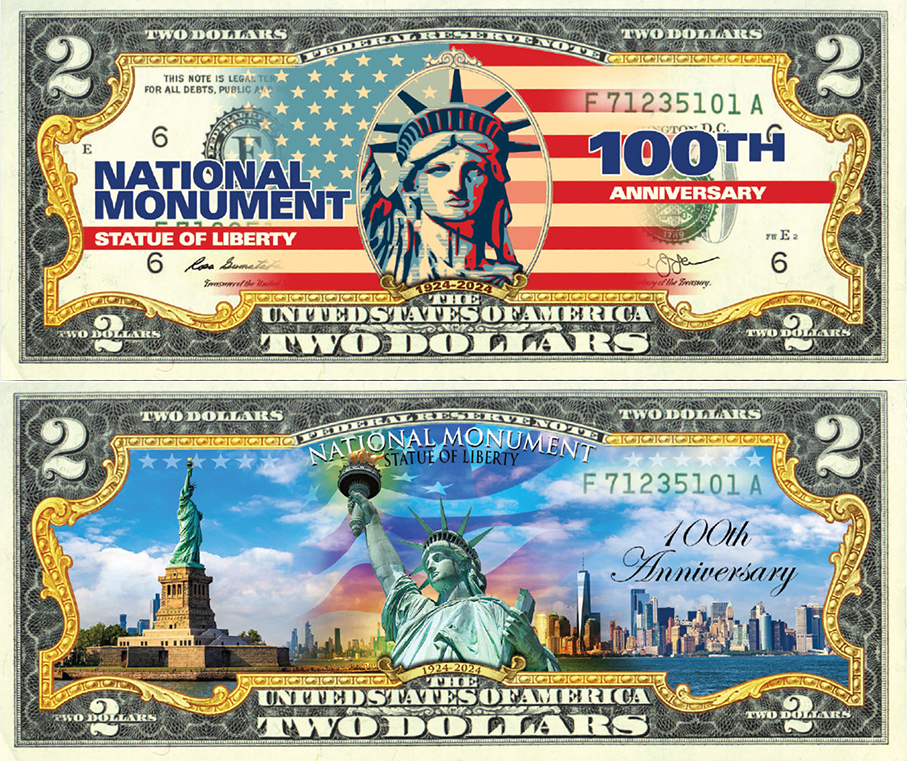 NEW 100th Anniversary Statue of Liberty $2 Bill Set