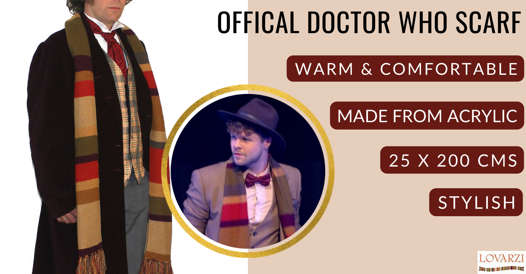 Doctor Who Scarf Shorter Size – Buy official BBC Tom Baker 4th Doctor Scarf