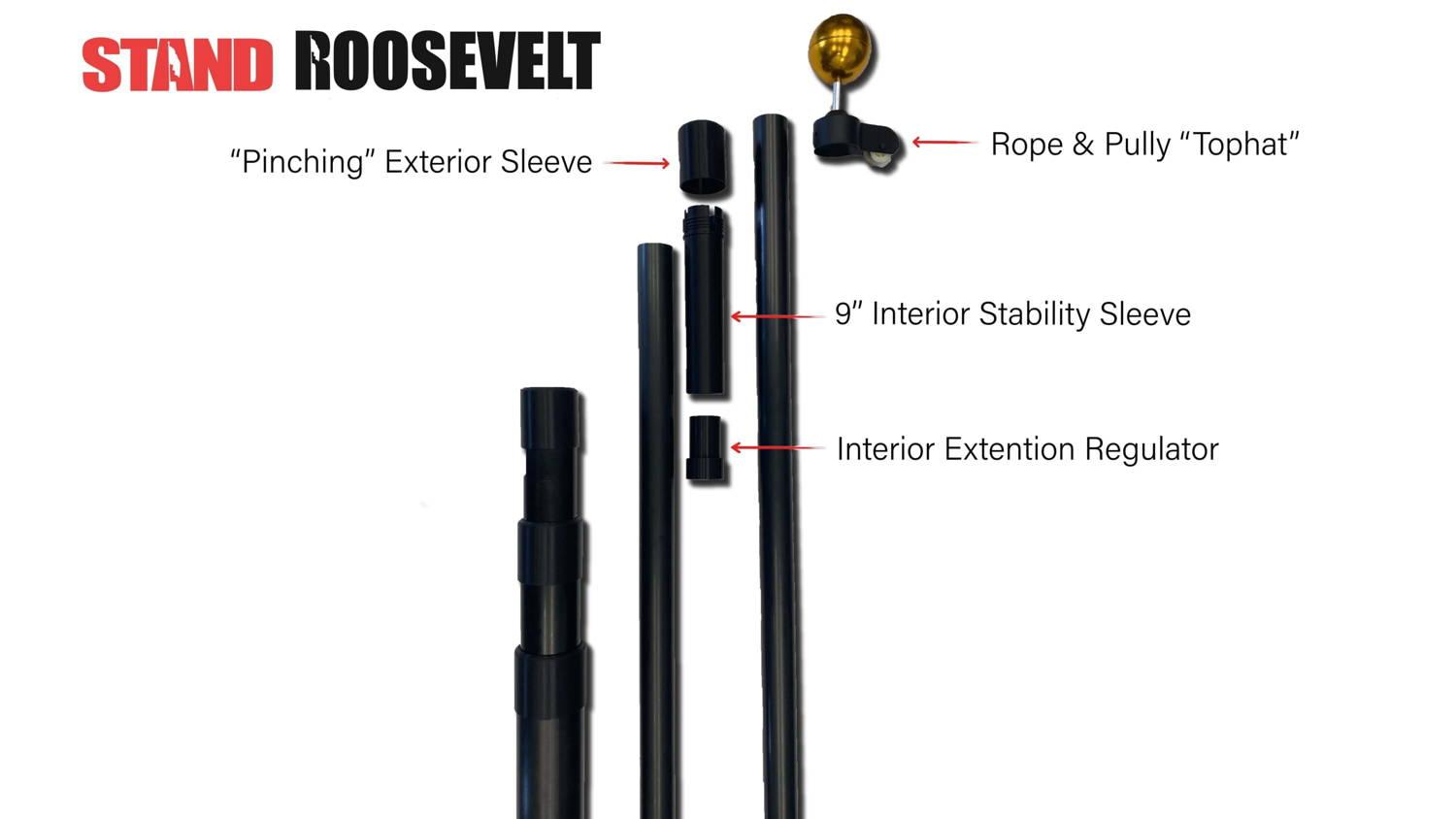 Stand Roosevelt Premium 25ft Telescoping Flag Pole Kit, Thick 14-Gauge ...