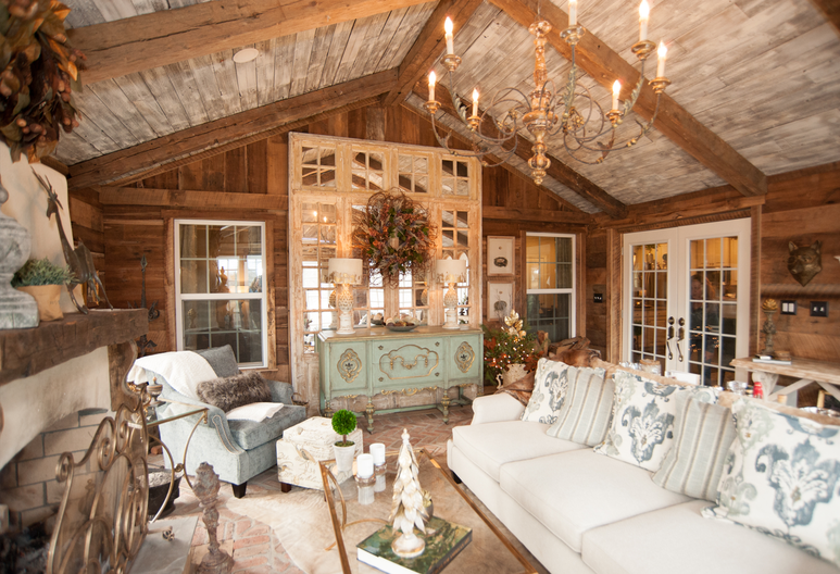 Reclaimed Wood in Rustic Home | Rustic Red Door | Customer Homes