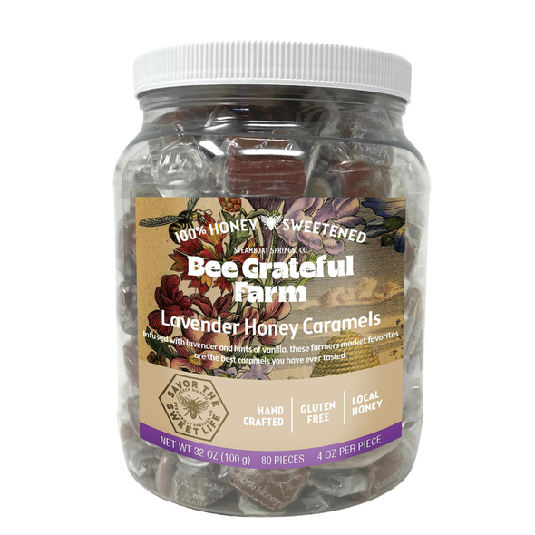Bee Grateful Farm Lavender Honey Caramels – 3.9 oz | Bee Grateful Candy