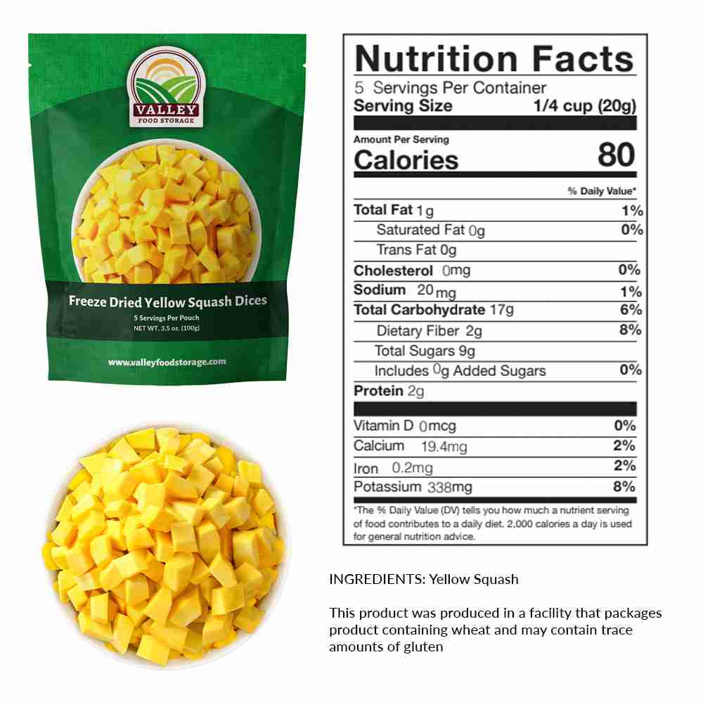 Freeze Dried Yellow Squash Dices - Valley Food Storage