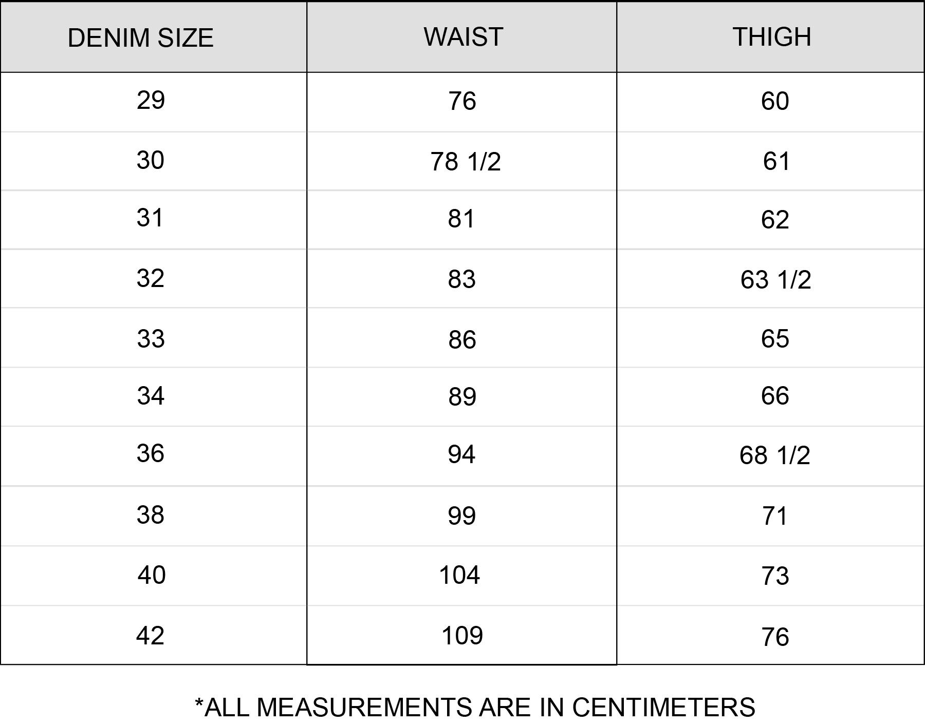 Size Charts - Aviator