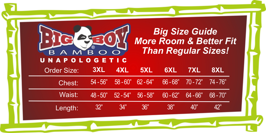 Big Boy Bamboo Size & Fit Chart for Big & Tall Guys - Big Boy Bamboo