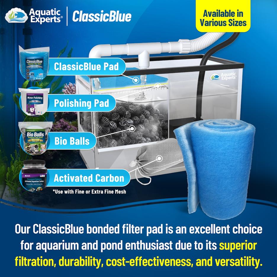 ClassicBlue Aquarium Filter Pad Roll Blue White Bonded Cut to Fit Bulk ...