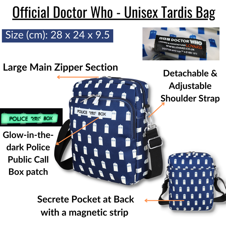 TARDIS Doctor Who Cross Body Bag - Doctor Who Messenger Satchel Bag ...