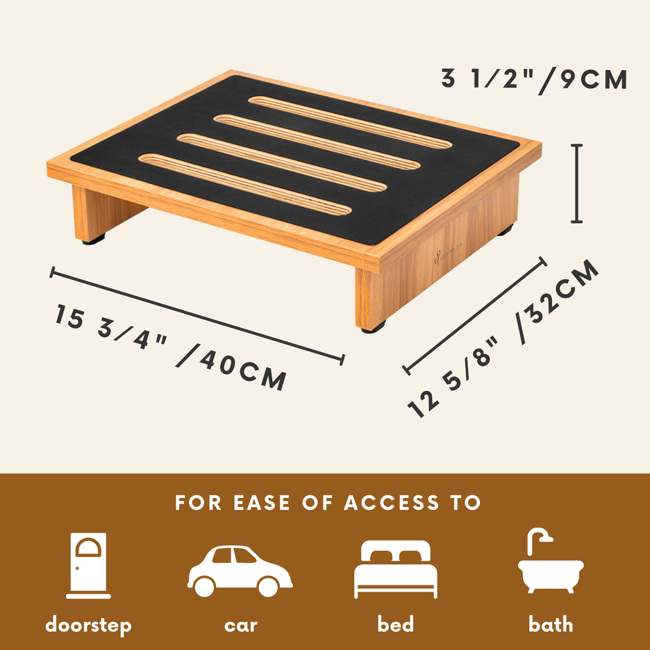 StrongTek Adult One Step Stool, Portable, Non-Slip Single Wooden Riser