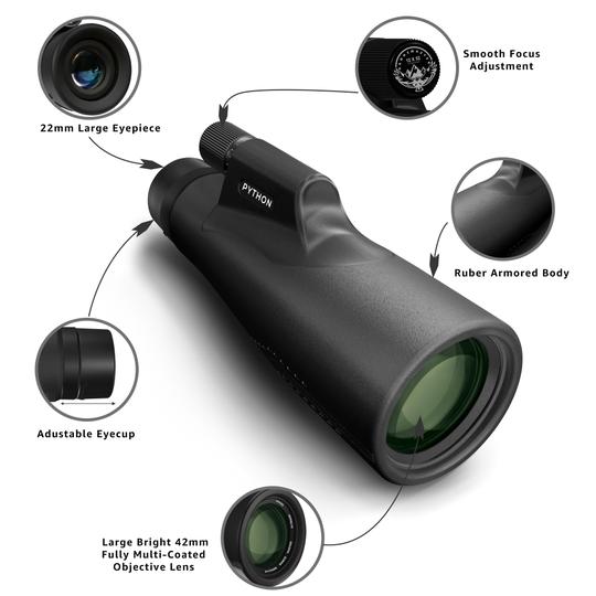 Python 12x52 Range Master™ Ultra HD Monocular Telescope – PYTHON OPTIC