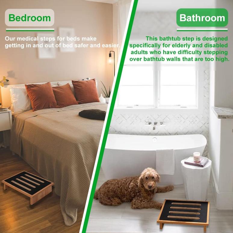 StrongTek Adult One Step Stool, Portable, Non-Slip Single Wooden Riser