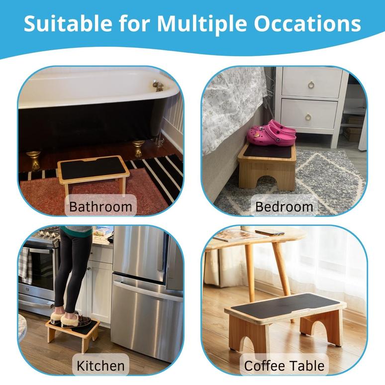 StrongTek Wooden Portable One Step Stool, Foot Step Stool for Home