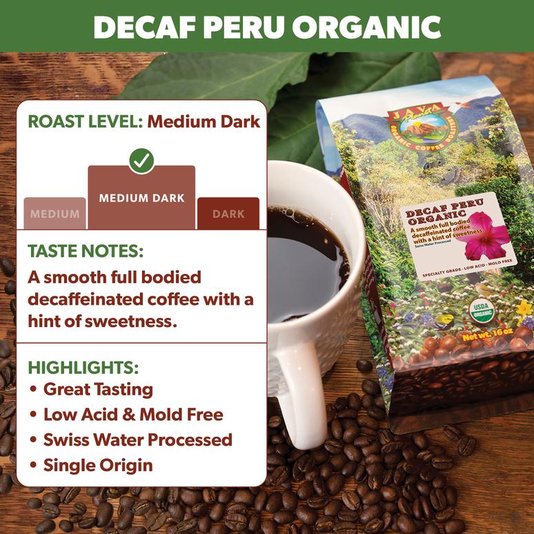 Organic Decaf Peru Coffee -Smooth & Naturally Decaffeinated