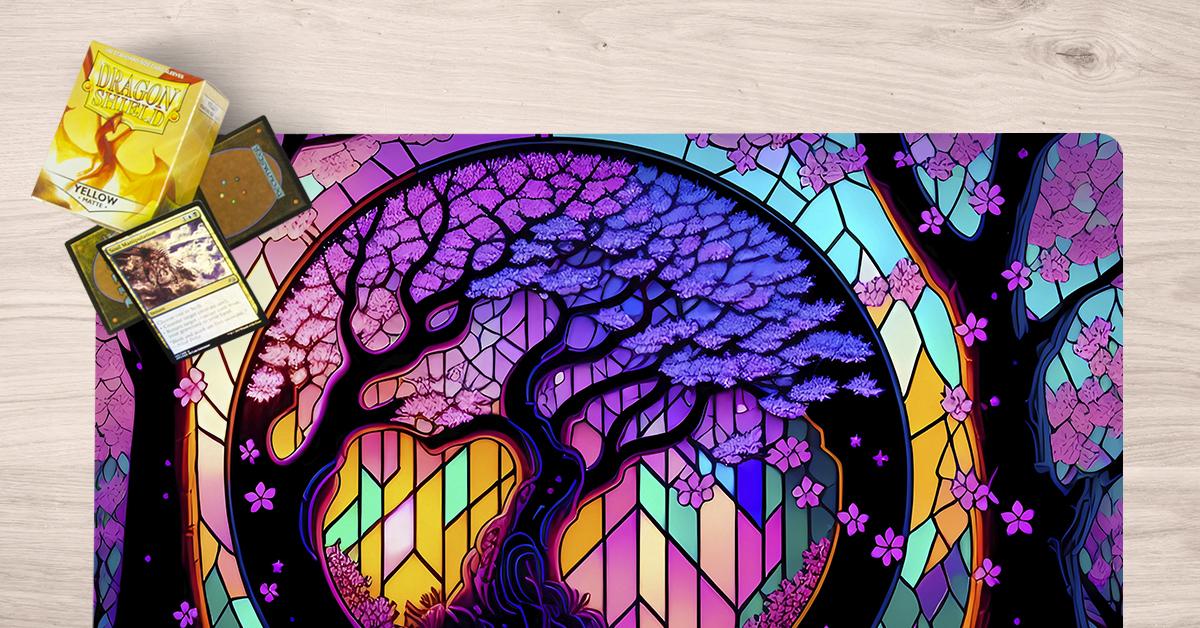 Stained Glass Cherry Blossom Playmat