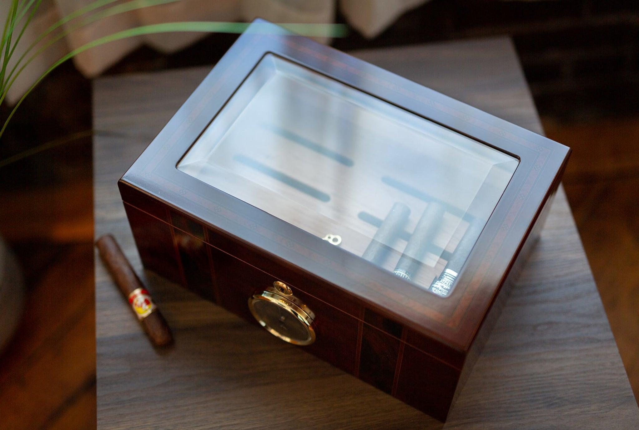 Executive Humidor Bundle with Ashtray, Cigar Case, and Lighter