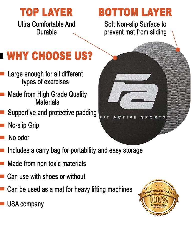 Fit Active Sports Large Exercise Mat 6' x 4' x 8mm | Thick Non-Slip Ex