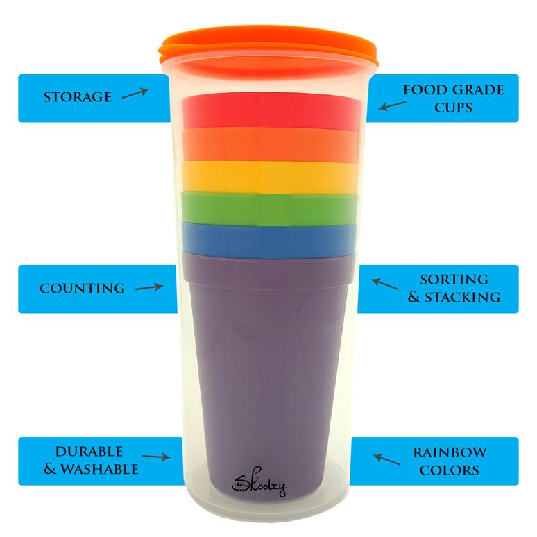 6 Rainbow Color Matching Cups for Toddlers & Color Sorting Toys for ...